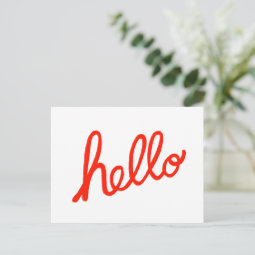 Hello Postcard Hand Written Hand Lettering Hello | Zazzle