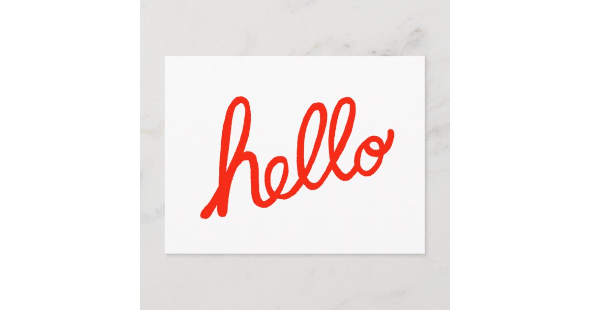 Hello Postcard Hand Written Hand Lettering Hello | Zazzle