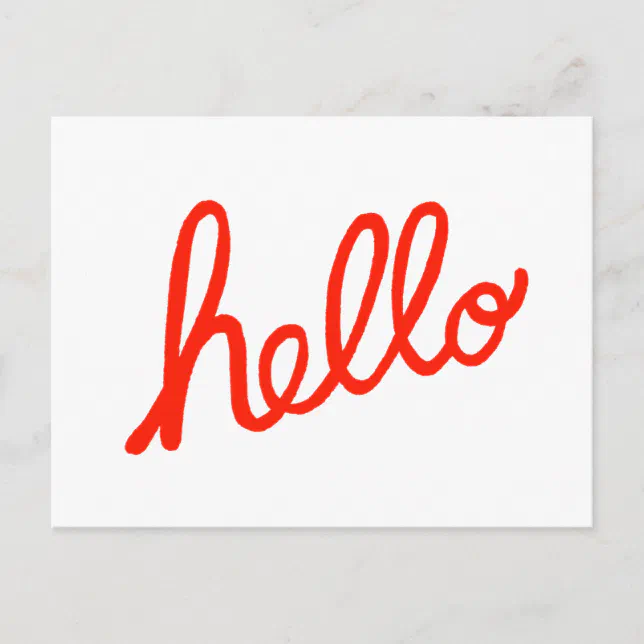Hello Postcard Hand Written Hand Lettering Hello | Zazzle