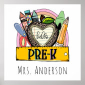 Hello Pre-K Back To School Poster | Zazzle