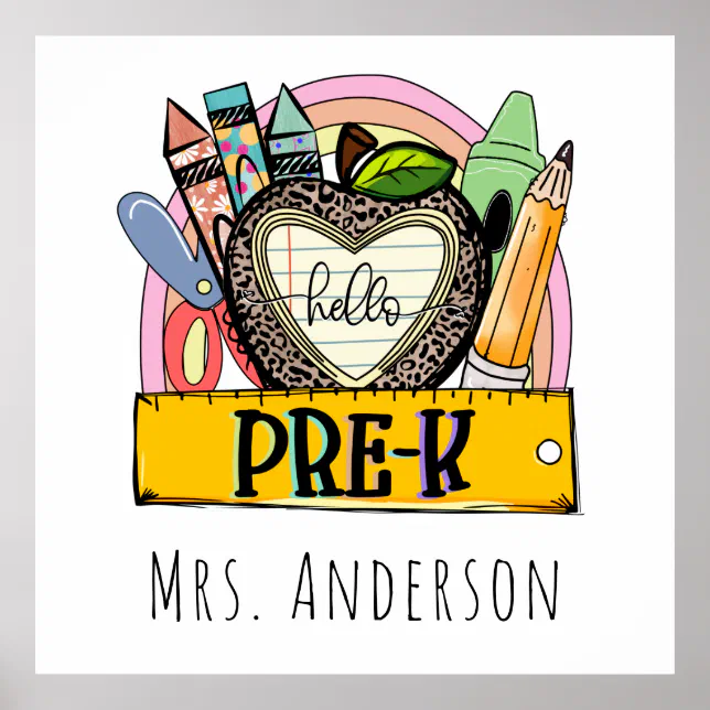 Hello Pre-K Back To School Poster | Zazzle