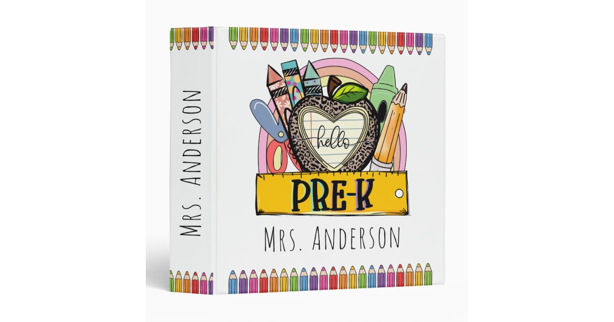 Hello Pre-k, Pre k Classroom 3 Ring Binder | Zazzle