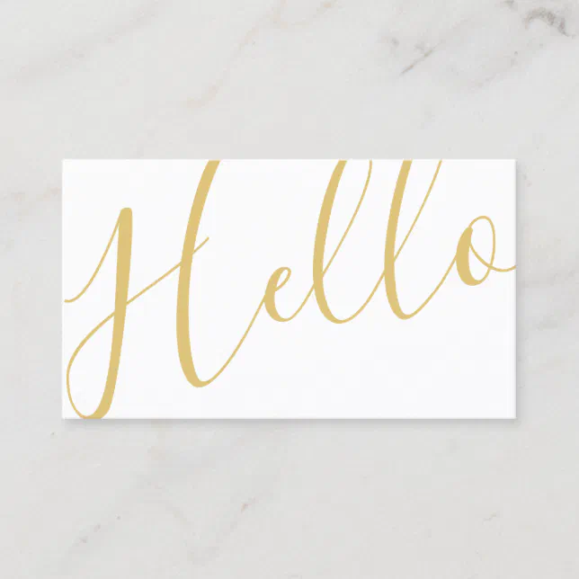 Hello | Professional Elegant Modern White and Gold Business Card | Zazzle