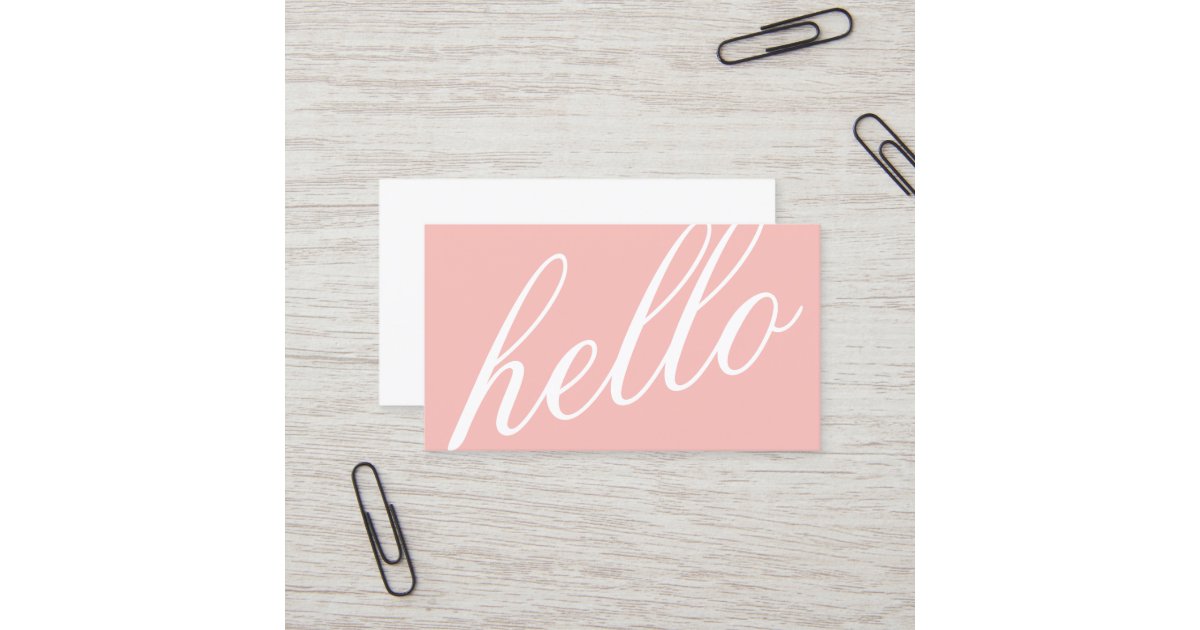 Hello | Professional Modern Blush Pink&White Business Card | Zazzle