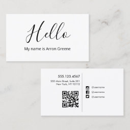 HELLO QR Code Social Media Icons Networking Busi Business Card | Zazzle
