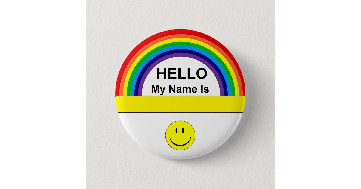 Hello Rainbow Button | Zazzle