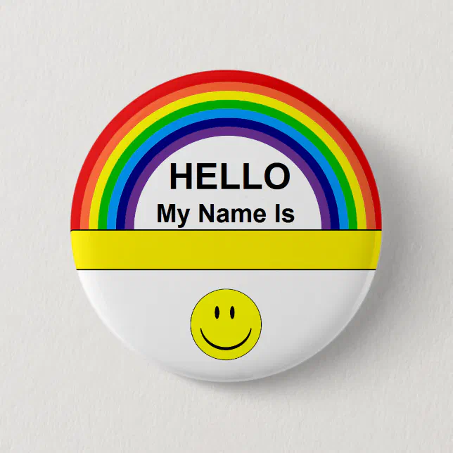 Hello Rainbow Button | Zazzle