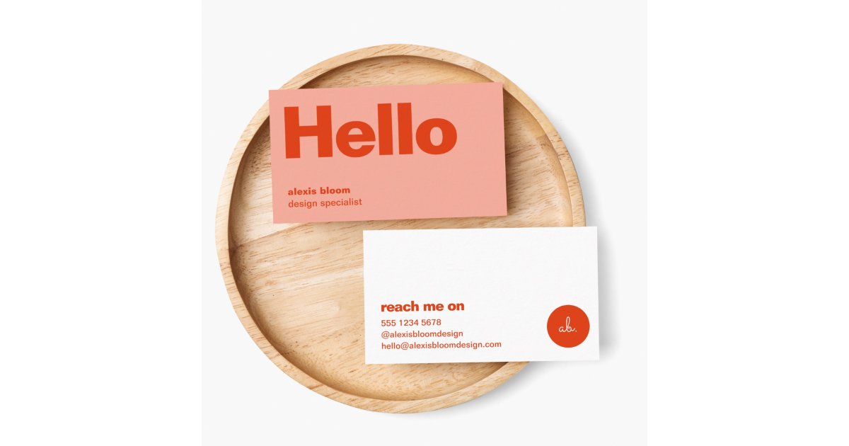 Hello Retro Modern Red and Pink Stylish Trendy Business Card | Zazzle