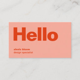 Hello Retro Modern Red and Pink Stylish Trendy Business Card | Zazzle
