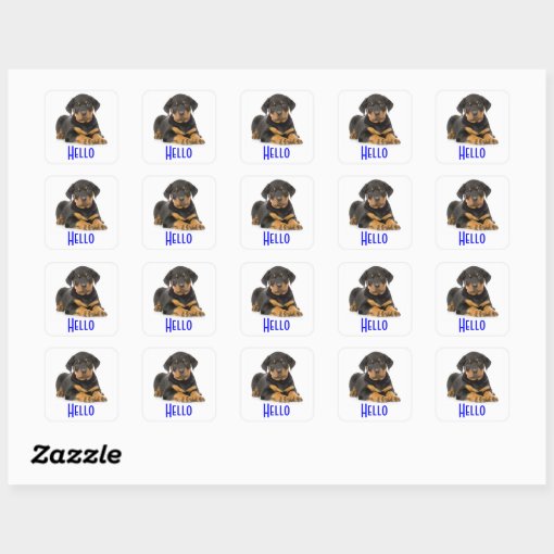 Hello Rottweiler Puppy Dog Greeting Stickers | Zazzle
