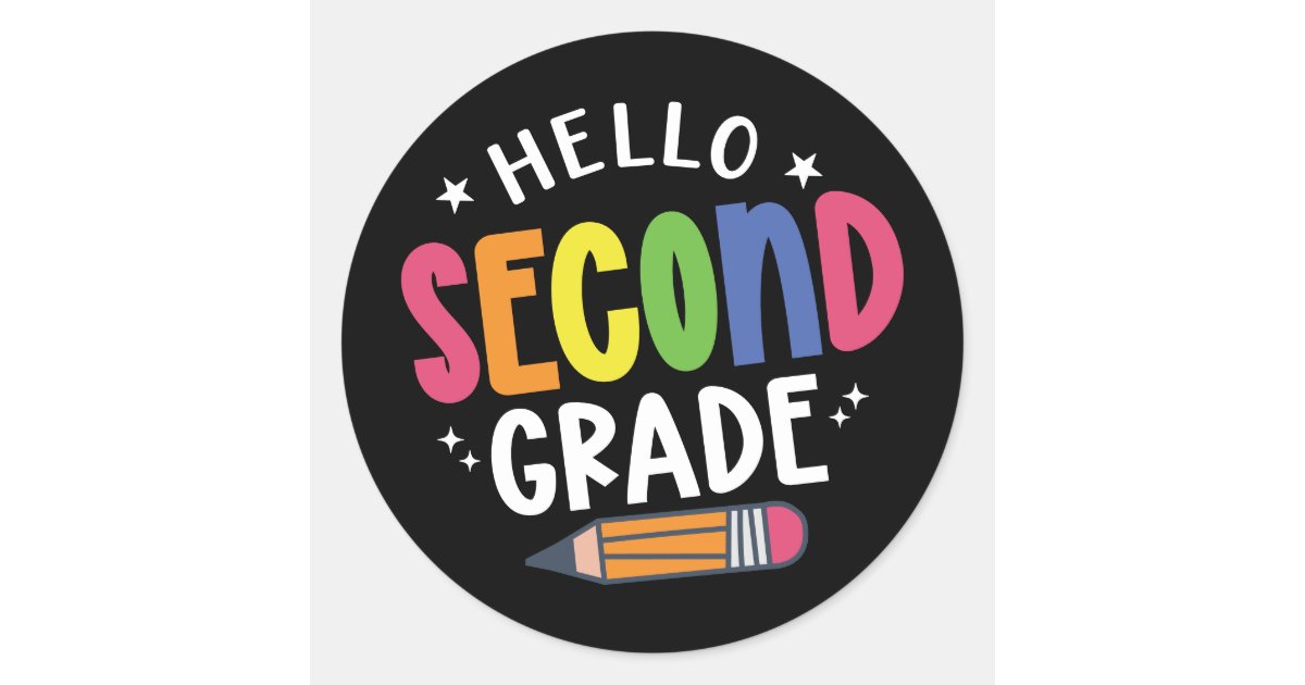 Hello second grade back to school classic round sticker | Zazzle