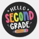 Hello second grade back to school classic round sticker | Zazzle
