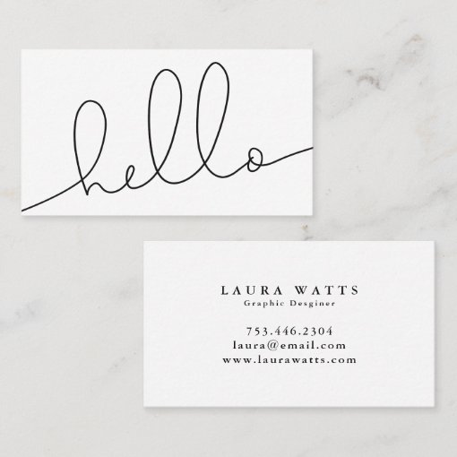 Hello Simple Script Modern Business Card | Zazzle