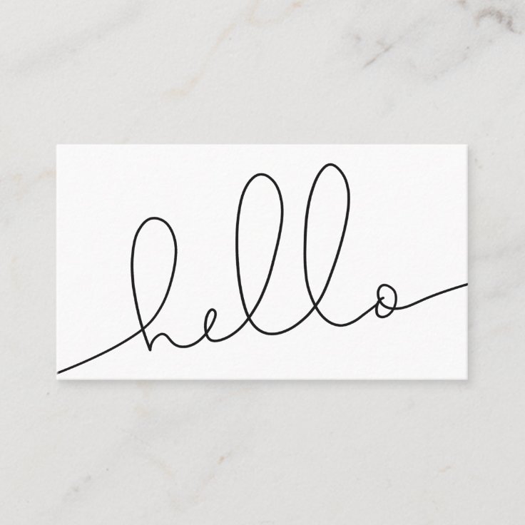 Hello Simple Script Modern Business Card | Zazzle