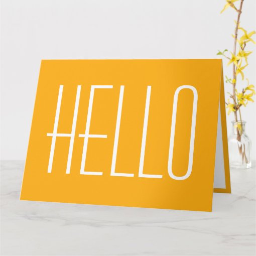 Hello Simple Typography Minimalist Yellow & White Card | Zazzle