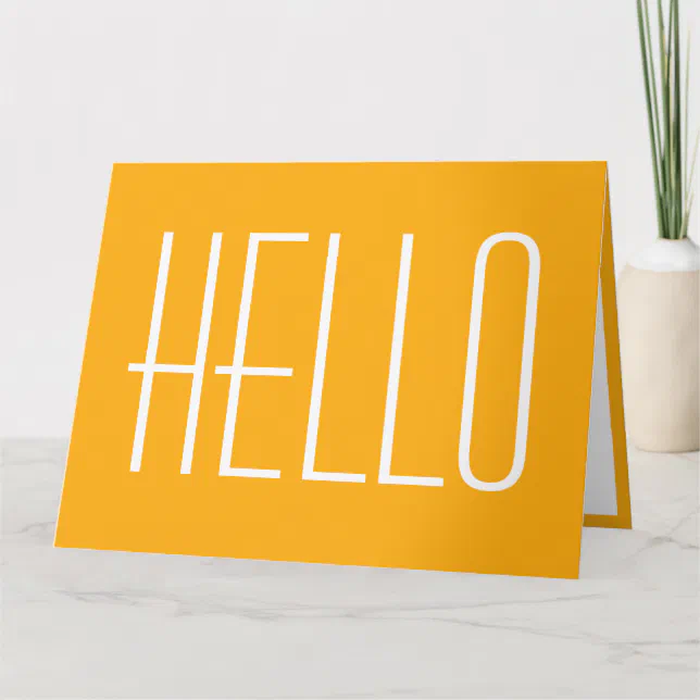 Hello Simple Typography Minimalist Yellow & White Card | Zazzle