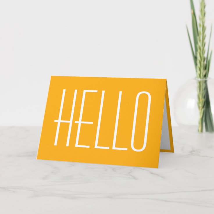 Hello Simple Typography Minimalist Yellow & White Card | Zazzle
