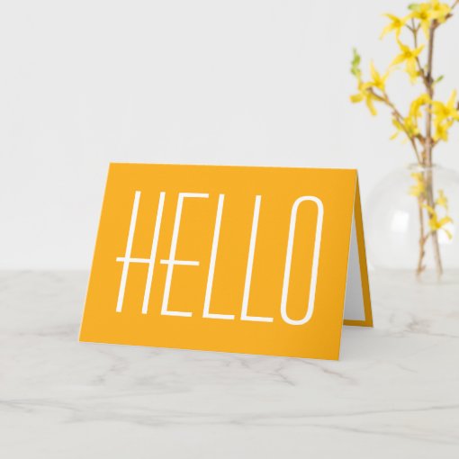 Hello Simple Typography Minimalist Yellow & White Card | Zazzle