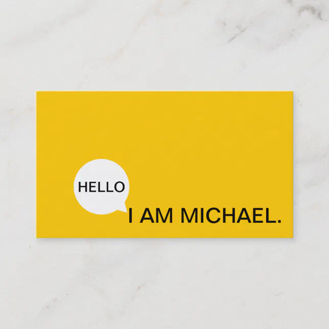 Hello Speech Bubble | Casual Modern Black & Yellow Business Card | Zazzle