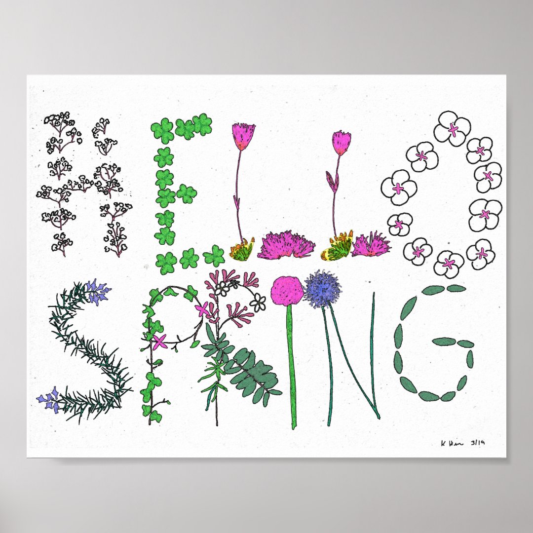 Hello Spring Flower Poster | Zazzle