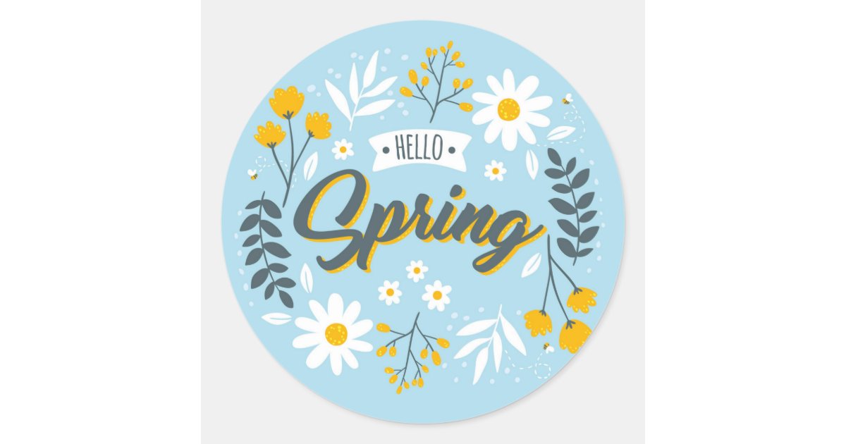 Hello Spring Flowers Sticker | Zazzle