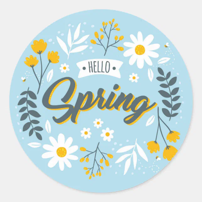Hello Spring Flowers Sticker | Zazzle