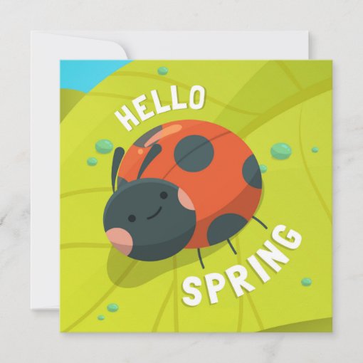 Hello Spring Ladybug Greeting Card | Zazzle