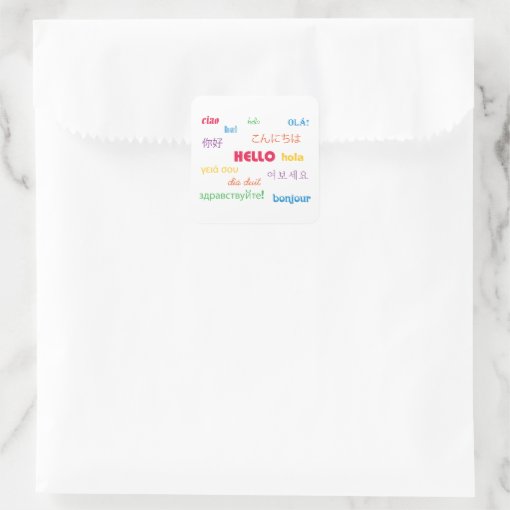 Hello Square Sticker | Zazzle