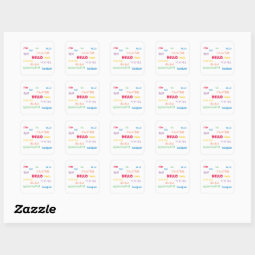 Hello Square Sticker | Zazzle