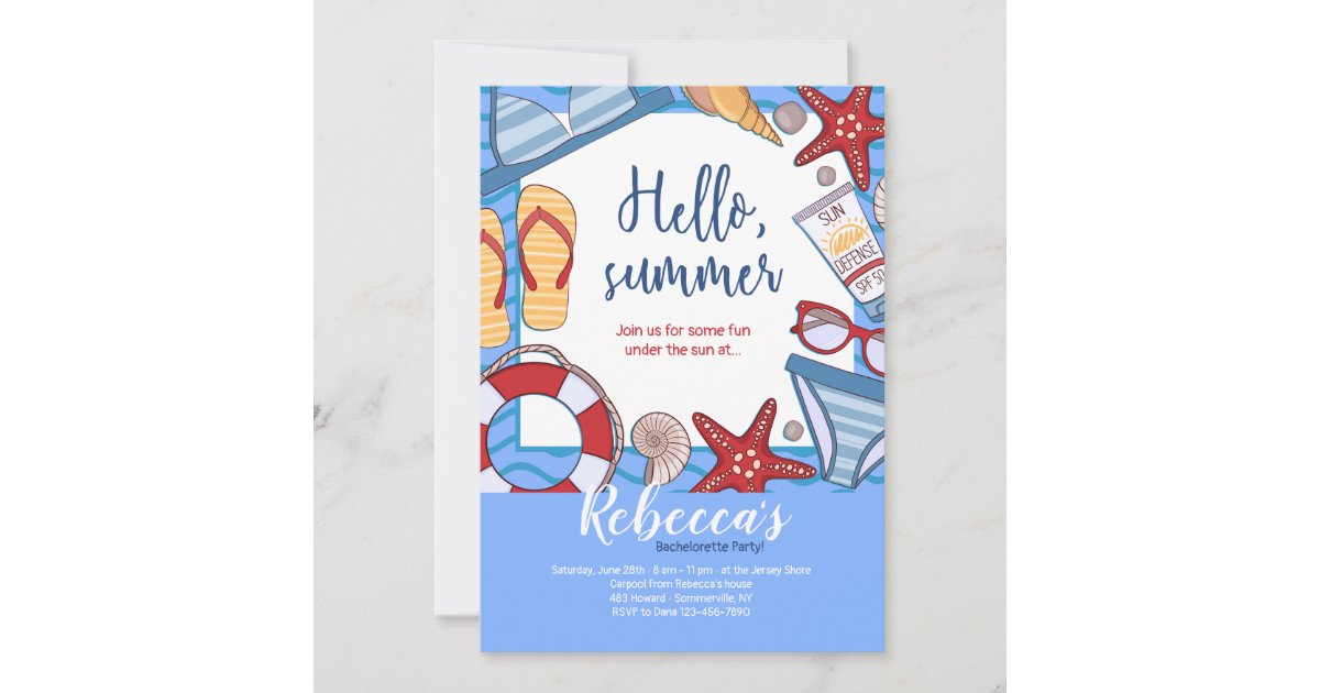 Hello Summer Beach Party Invitations | Zazzle
