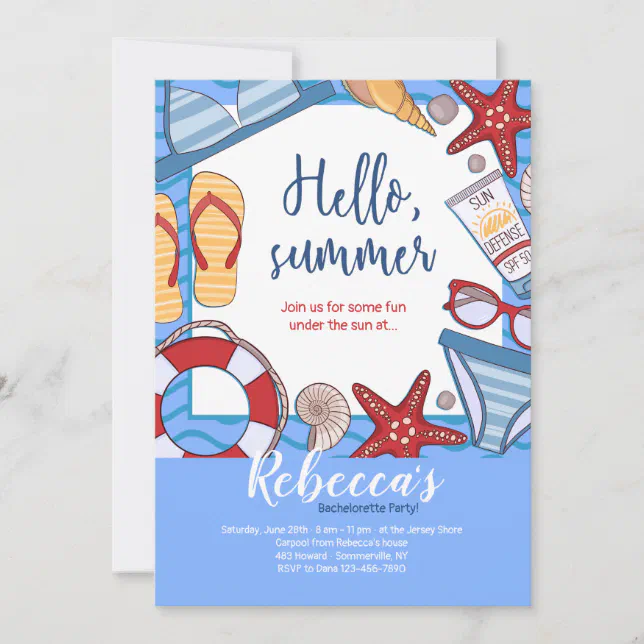 Hello Summer Beach Party Invitations | Zazzle