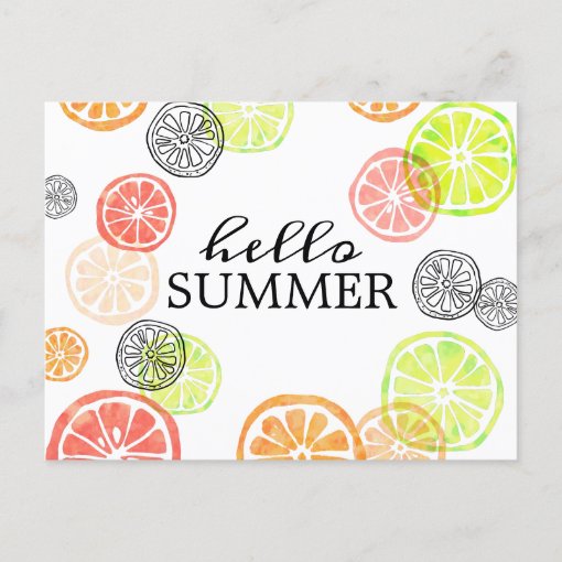Hello Summer Citrus Cookout Gathering Invitation Postcard | Zazzle
