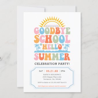 Hello Summer End of School Party Invitation | Zazzle