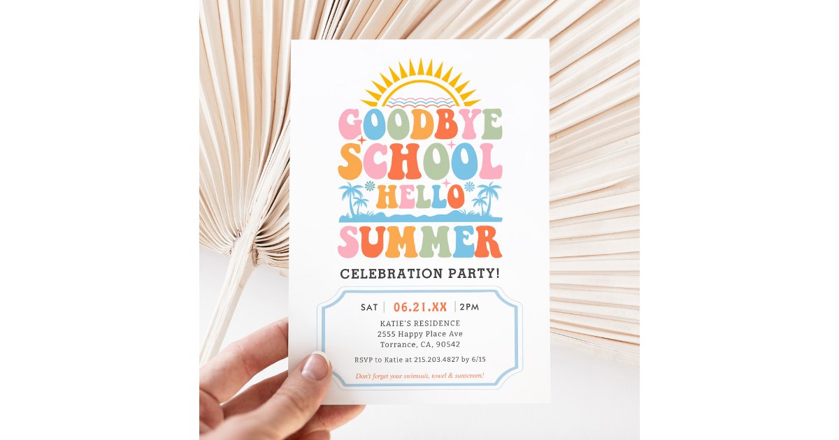 Hello Summer End of School Party Invitation | Zazzle