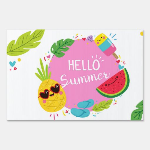 Hello Summer Fruit Sign | Zazzle
