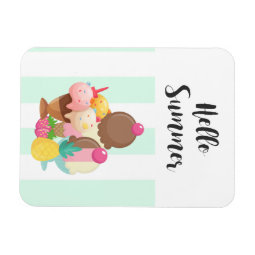 Hello Summer Ice Cream Sweet Treats Magnet | Zazzle