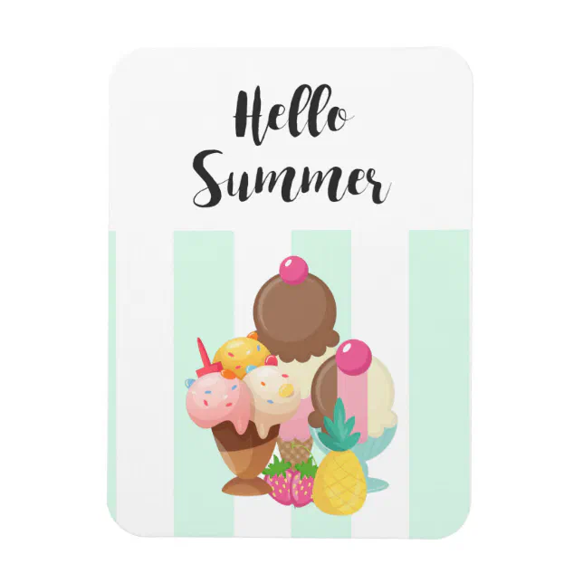 Hello Summer Ice Cream Sweet Treats Magnet | Zazzle