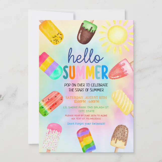 Hello summer , Last Day of School, pool party Invitation | Zazzle