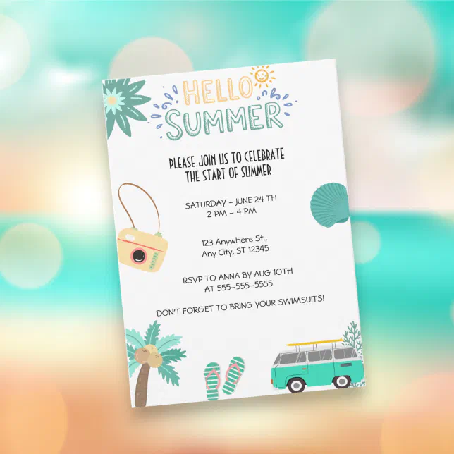 hello summer party invitation | Zazzle