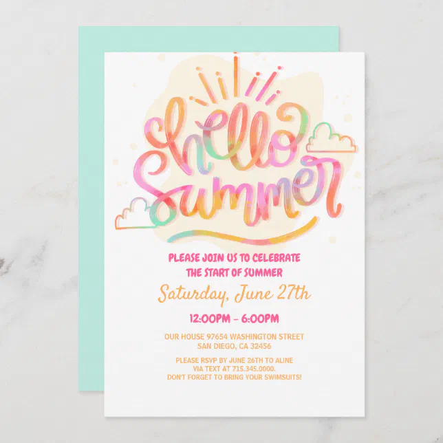 Hello Summer Party, Last Day of School, pool party Invitation | Zazzle