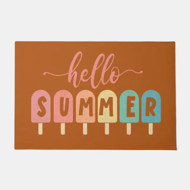 Hello Summer Pastel Rainbow Popsicles Cooler Doormat | Zazzle