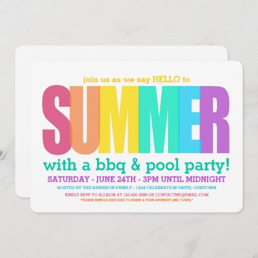 Hello Summer Pool Party Invitation | Zazzle