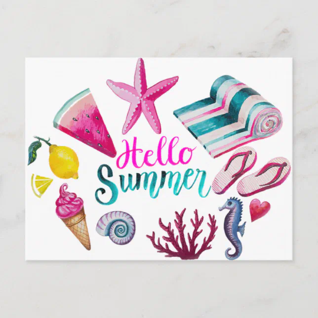 Hello Summer Postcard | Zazzle