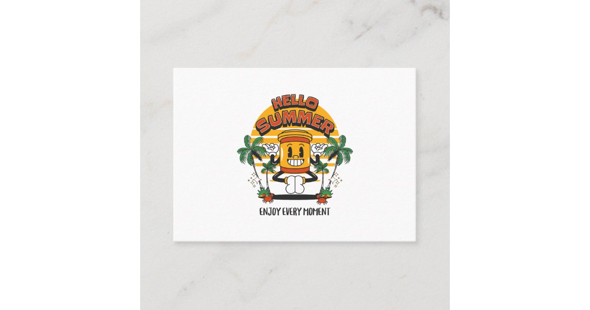 Hello Summer Retro Mascot Business Card | Zazzle