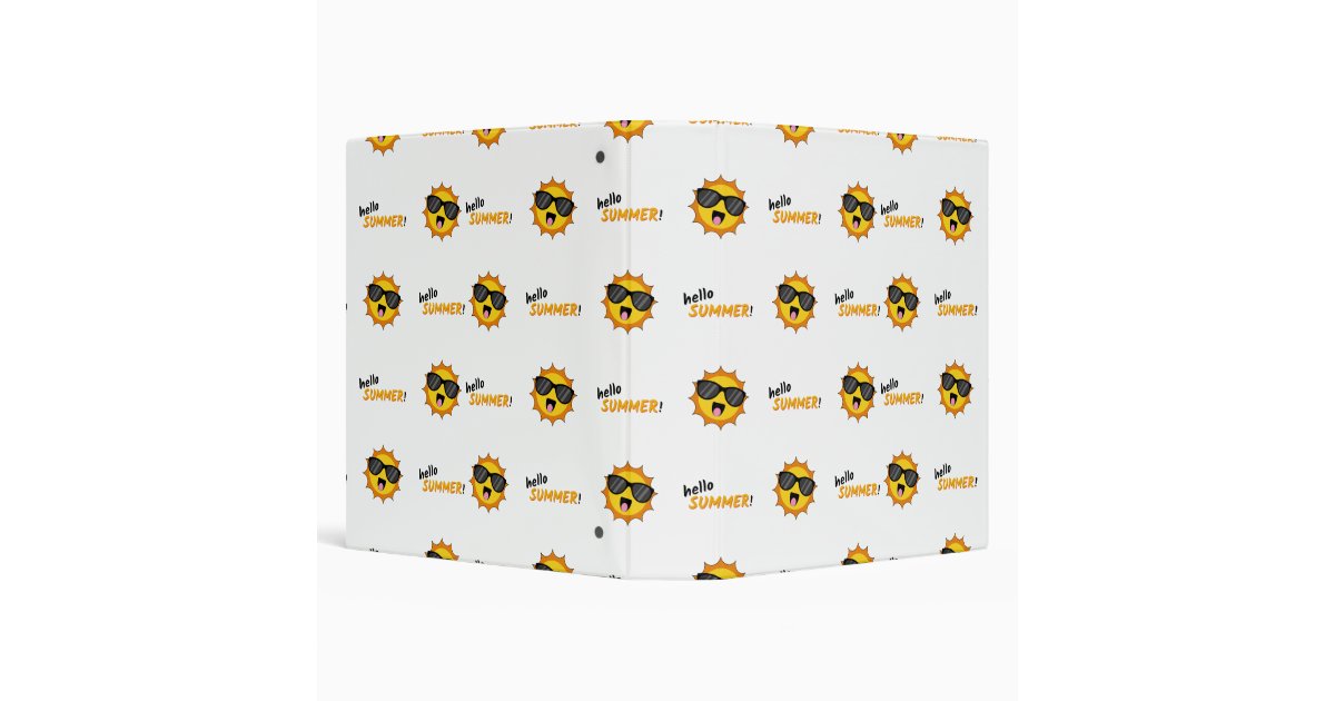 Hello Summer Sun with Sunglasses 3 Ring Binder | Zazzle