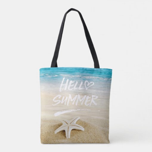 Hello Summer Sunshine Beach Starfish Tote Bag | Zazzle