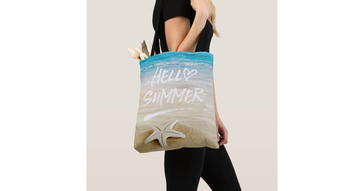 Hello Summer Sunshine Beach Starfish Tote Bag | Zazzle