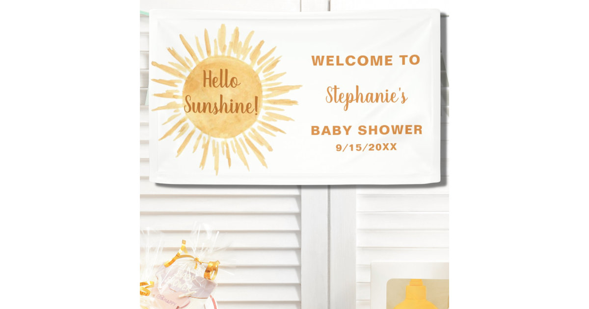 Hello Sunshine Baby Shower Banner | Zazzle