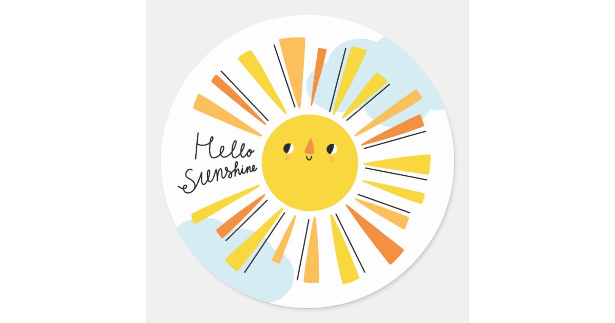 Hello Sunshine Baby Shower Classic Round Sticker | Zazzle