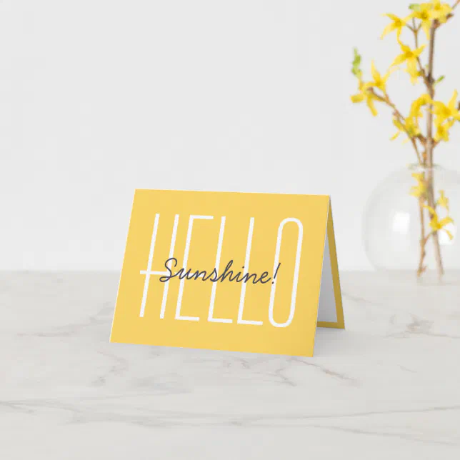 Hello Sunshine Cute Happy Yellow Typography Note Card | Zazzle